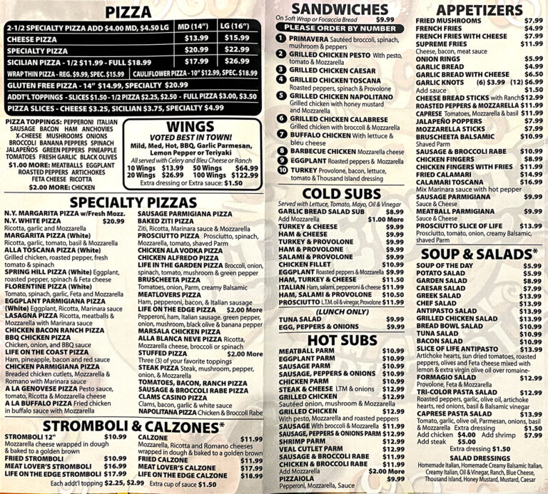 Menu – Slice Of Life Pizzeria